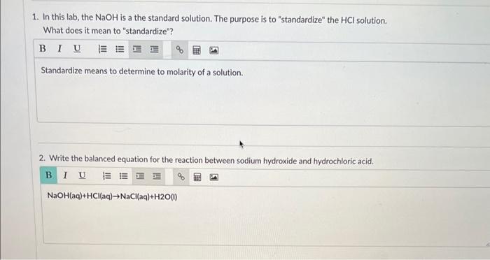 1. In this lab, the NaOH is a the standard solution. | Chegg.com