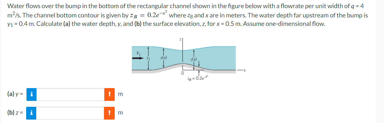 Solved Water flows over the bump in the bottom of the | Chegg.com