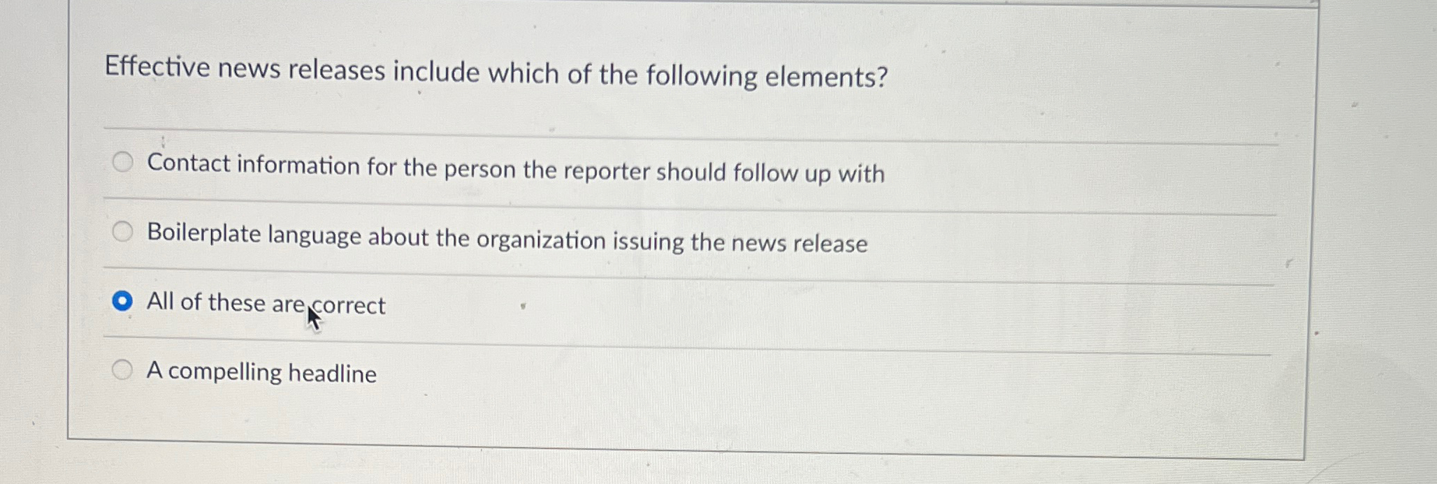 Solved Effective news releases include which of the | Chegg.com