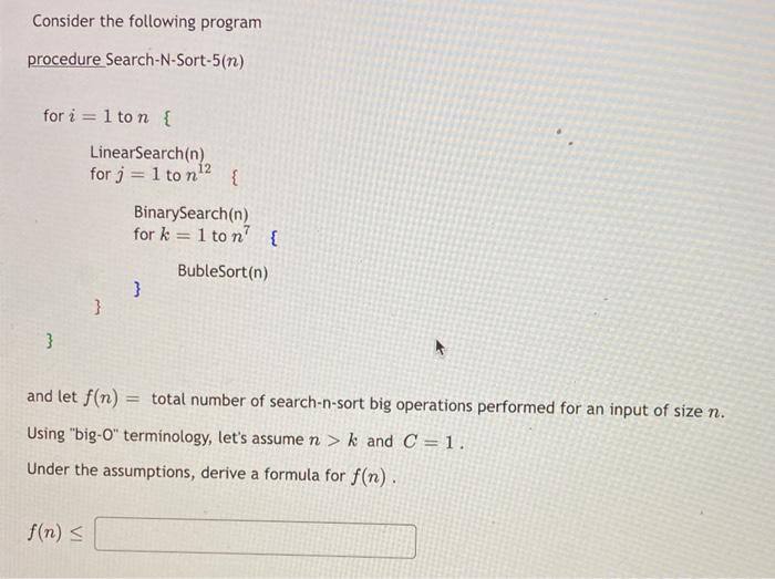 Solved Consider the following program procedure | Chegg.com