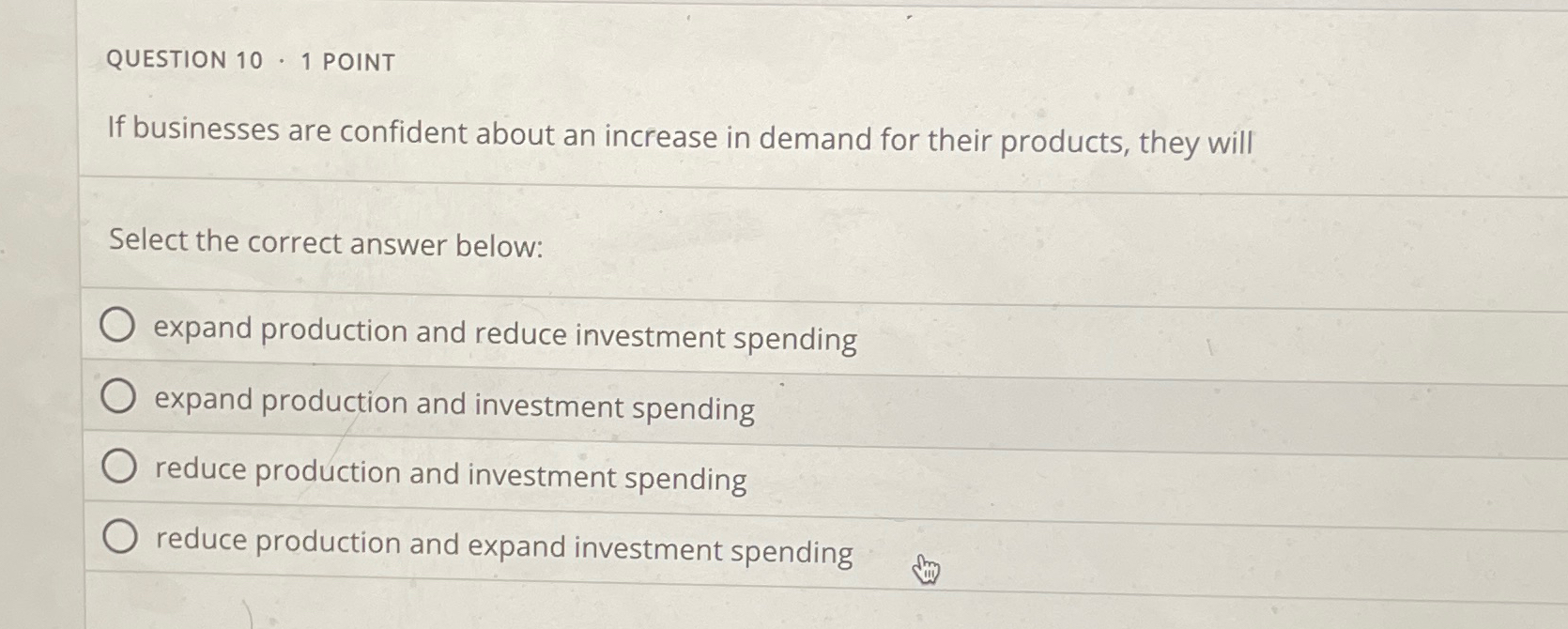 Solved QUESTION 10 - 1 ﻿POINTIf businesses are confident | Chegg.com