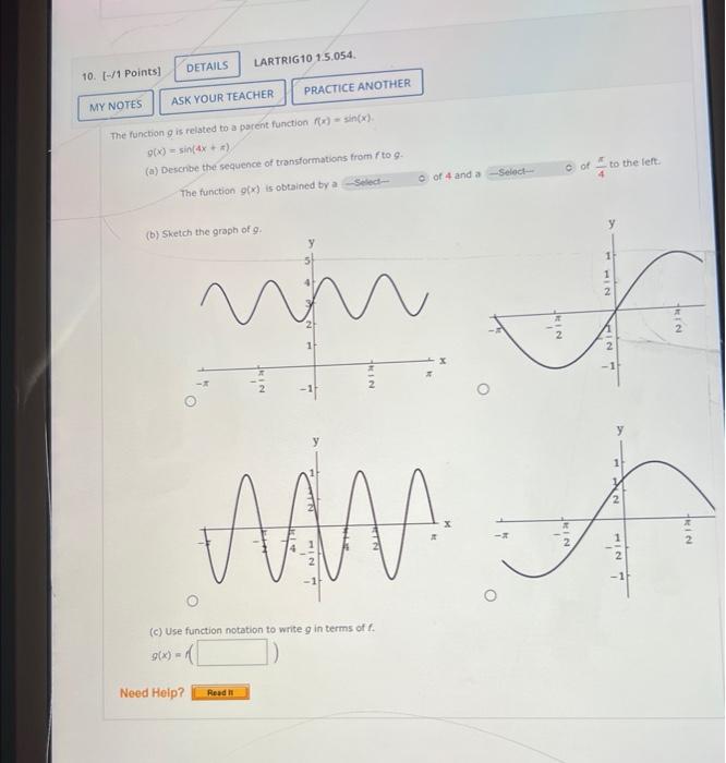 Solved The function g is related ta a parent function | Chegg.com