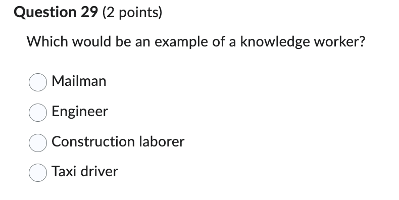 Solved Question 29 (2 ﻿points)Which would be an example of a | Chegg.com
