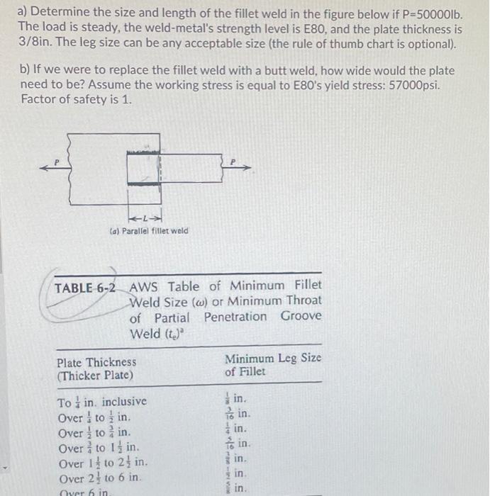 Minimum Fillet Weld Size Minimum Size Of Fillet Weld | PDF