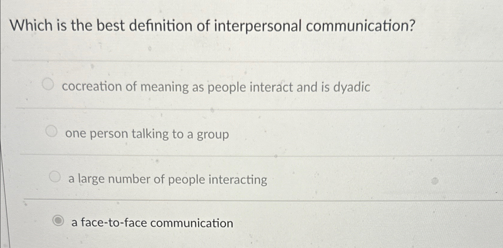 Which is the best definition of interpersonal | Chegg.com