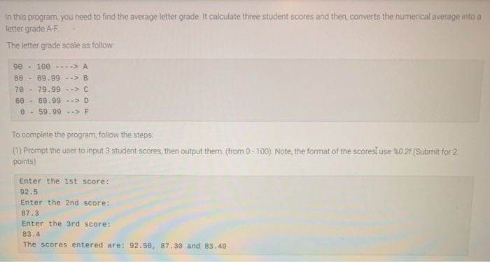 In this program, you need to find the average letter | Chegg.com