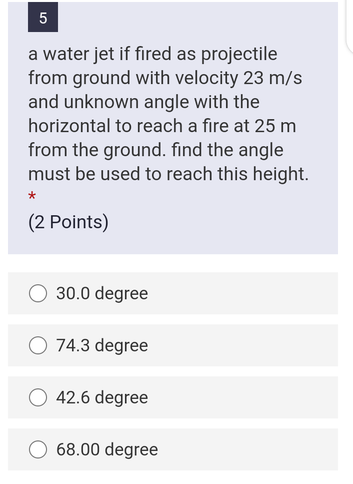 Solved 5 a water jet if fired as projectile from ground with | Chegg.com