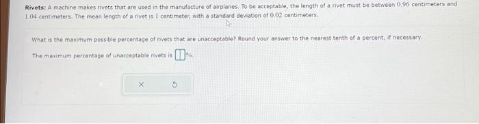 Solved Rivets: A machine makes rivets that are used in the | Chegg.com