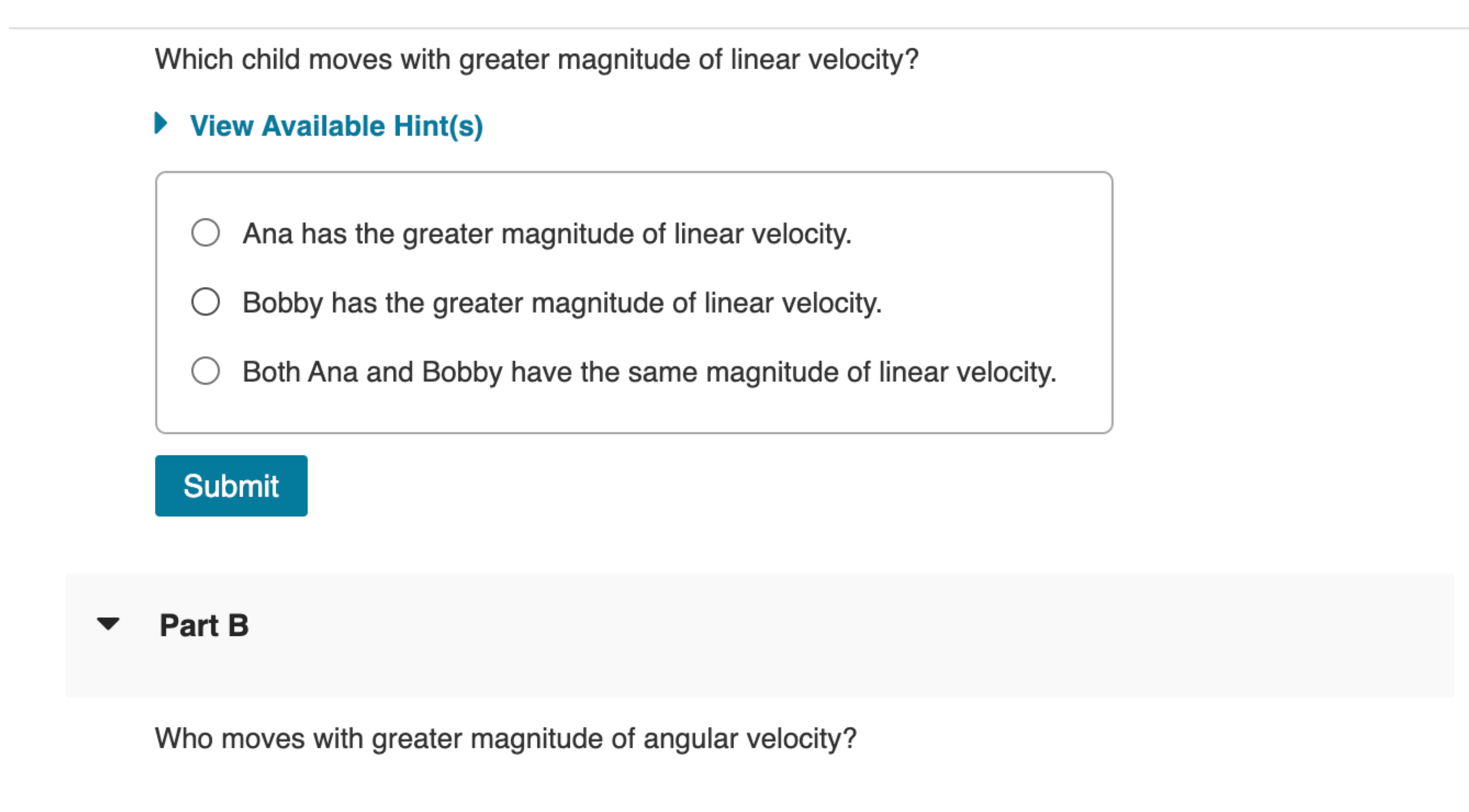 Solved Which child moves with greater magnitude of linear | Chegg.com