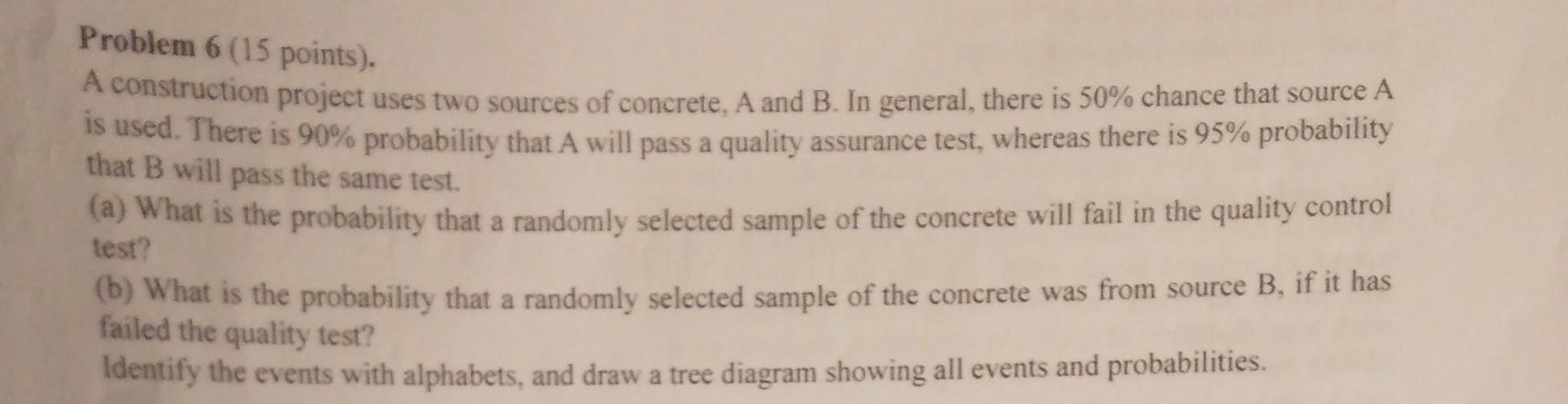 Solved Problem 6 (15 points). A construction project uses | Chegg.com