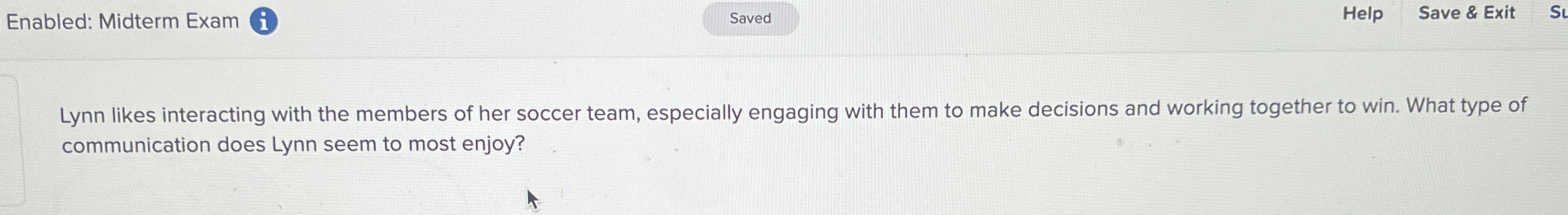 Solved Enabled: Midterm ExamHelpSave & ExitLynn likes | Chegg.com