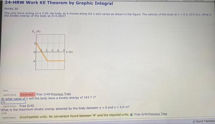 Solved 24-HRW Work KE Theorem by Graphic Integral Points:30 | Chegg.com