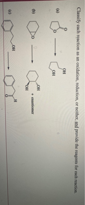 Solved Classify Each Reaction As An Oxidation Reduction Or