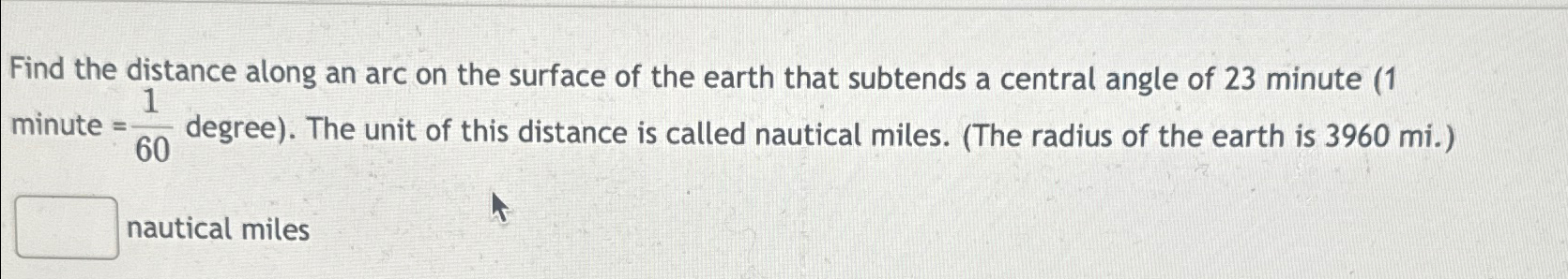 Solved Find the distance along an arc on the surface of the | Chegg.com