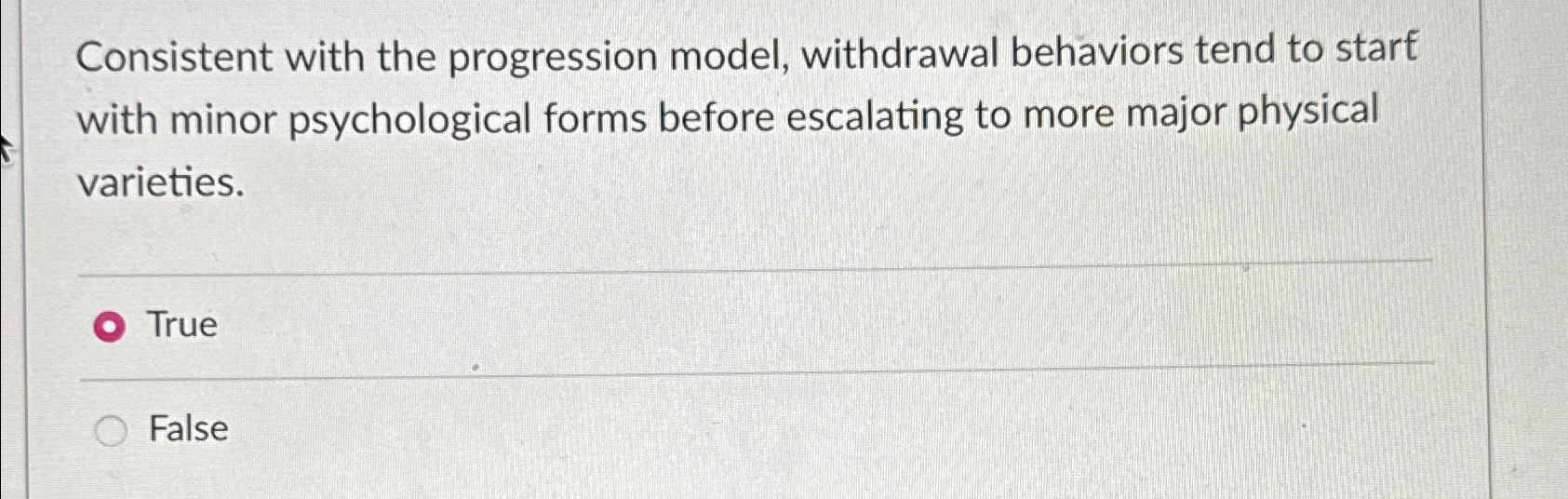 Solved Consistent with the progression model, withdrawal | Chegg.com
