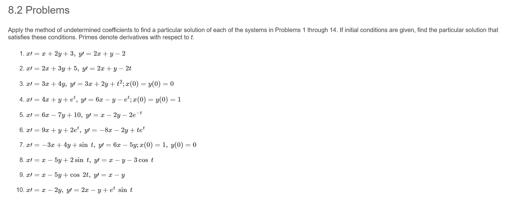 Solved Apply the method of ﻿undetermined coefficients to | Chegg.com