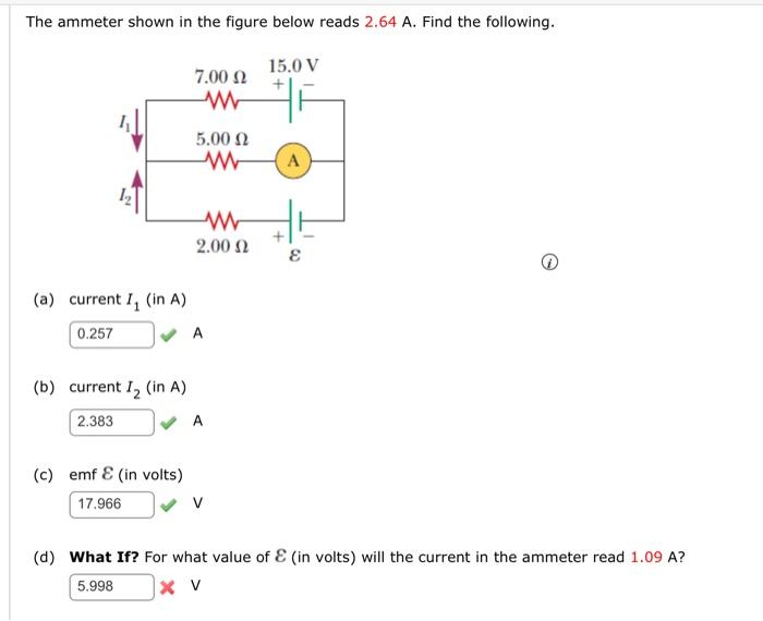 Solved The ammeter shown in the figure below reads 2.64 A. | Chegg.com