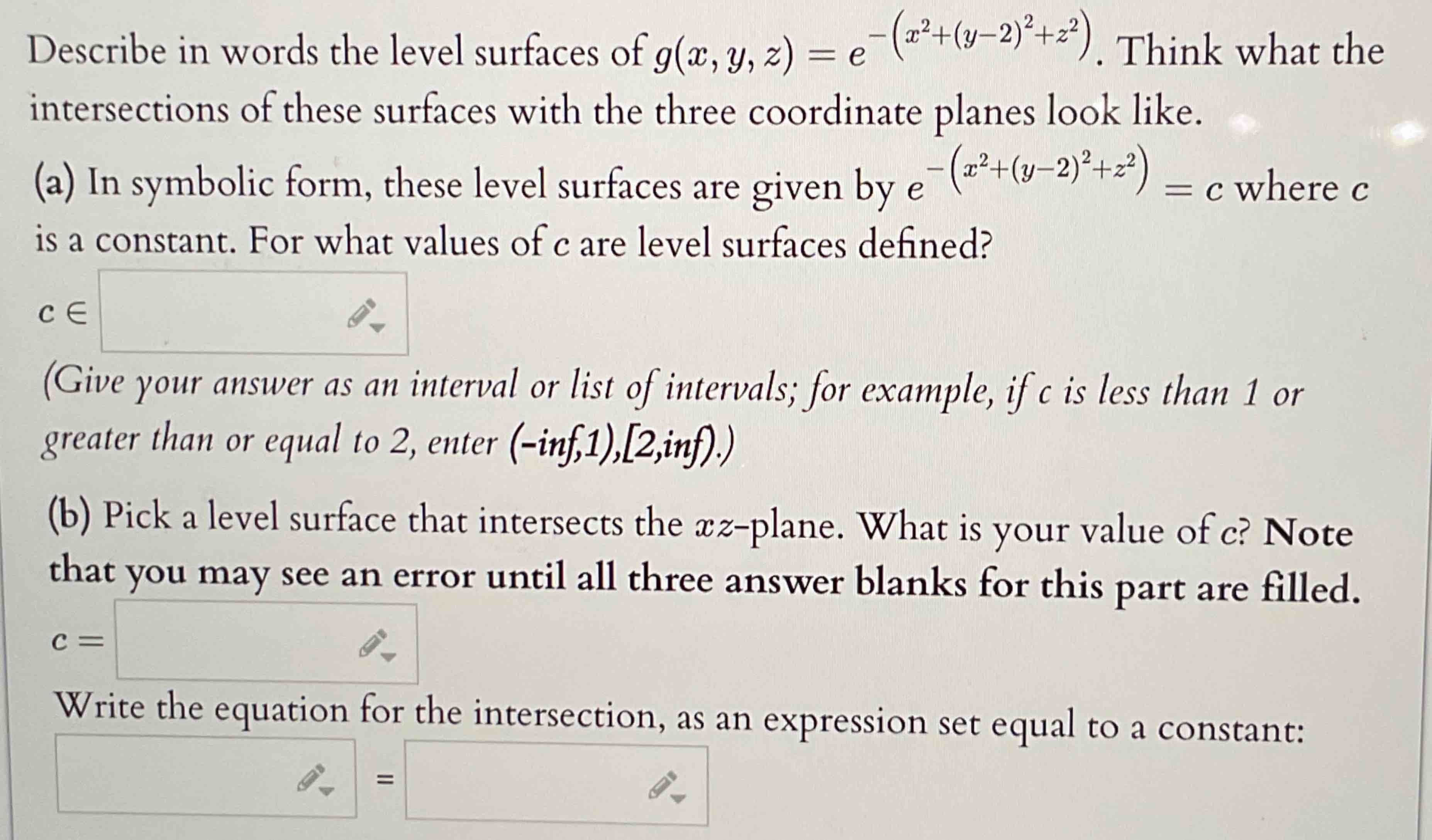 Solved Describe in ﻿words the level surfaces | Chegg.com