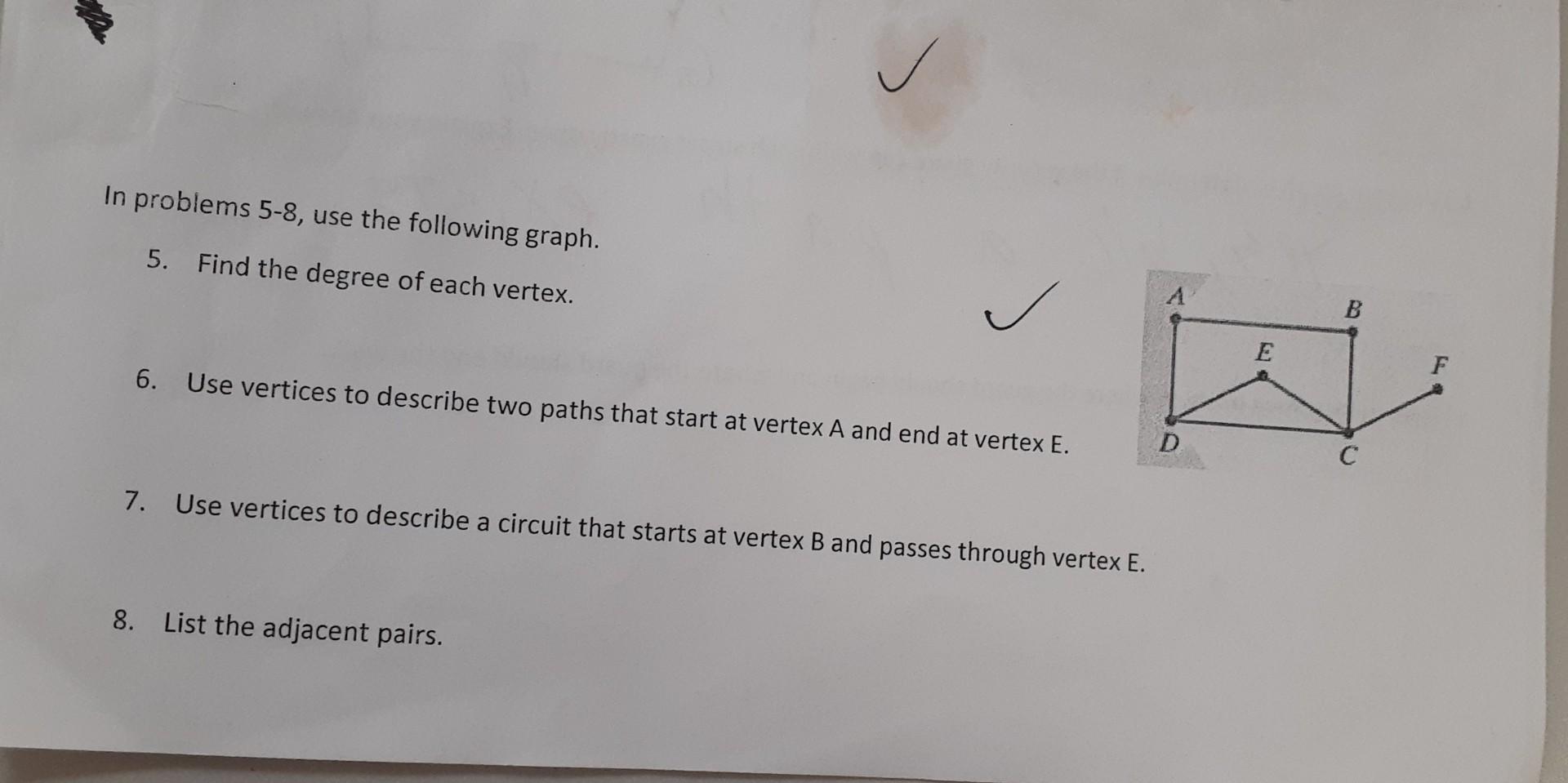 Solved In problems 5-8, use the following graph. 5. Find the | Chegg.com