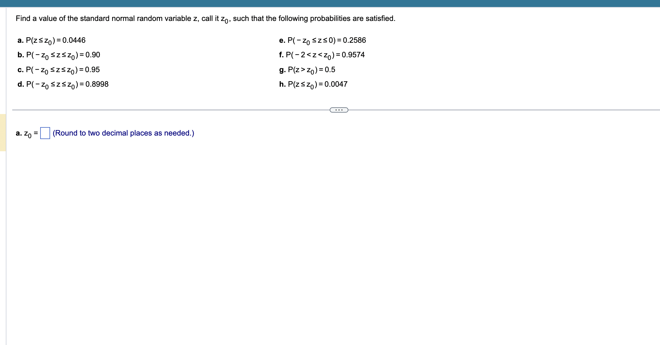 Solved Find a value of the standard normal random variable | Chegg.com