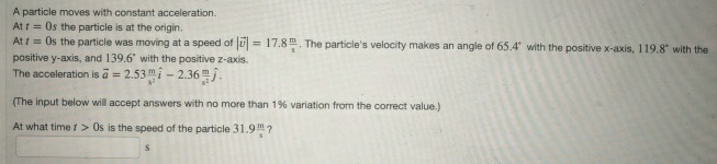 Solved A particle moves with constant acceleration.At t=0s | Chegg.com