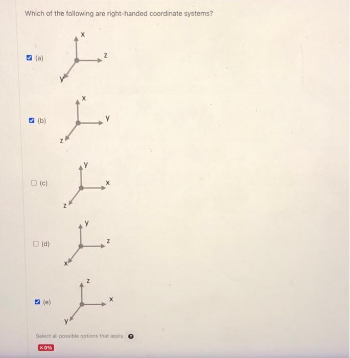 Solved Which Of The Following Are Right Handed Coordinate