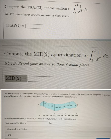Solved Compute the TRAP(2) approximation to dr. NOTE: Round | Chegg.com