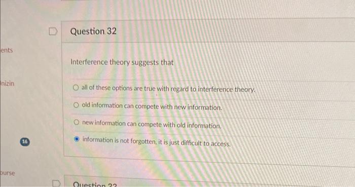 Solved Interference theory suggests that all of these | Chegg.com