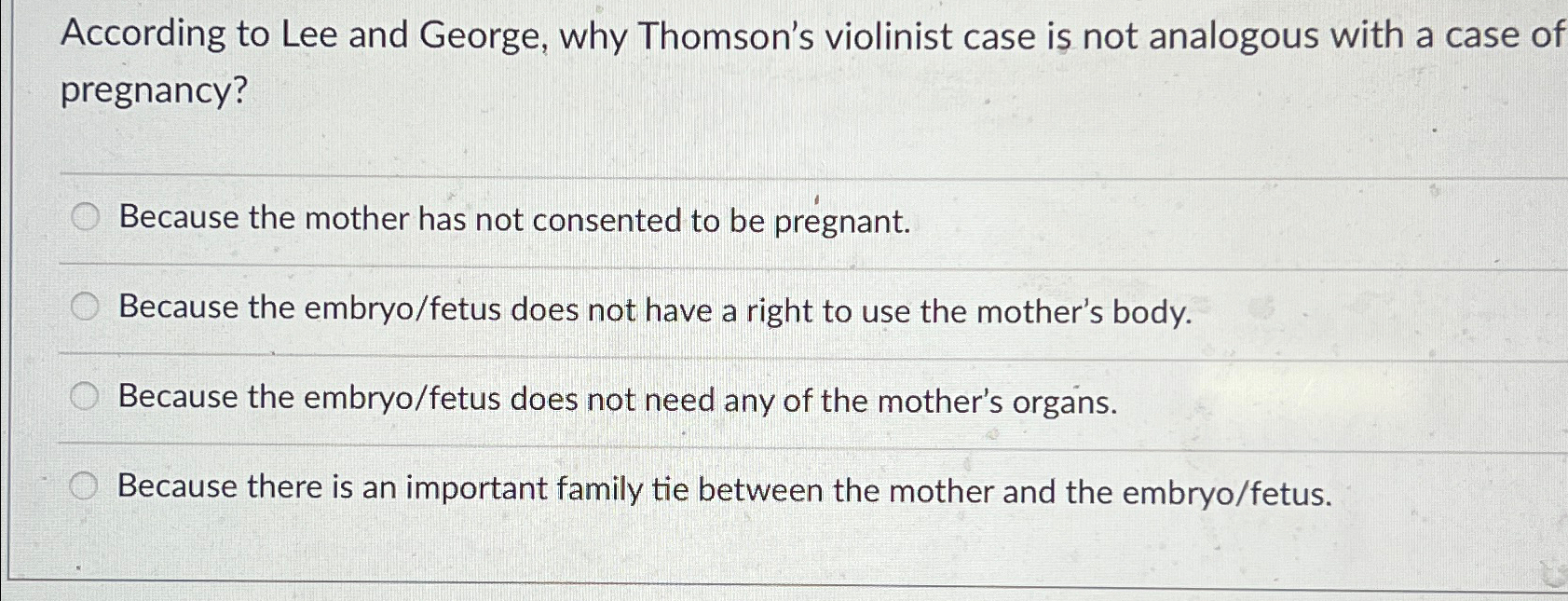 Solved According to Lee and George, why Thomson's violinist | Chegg.com