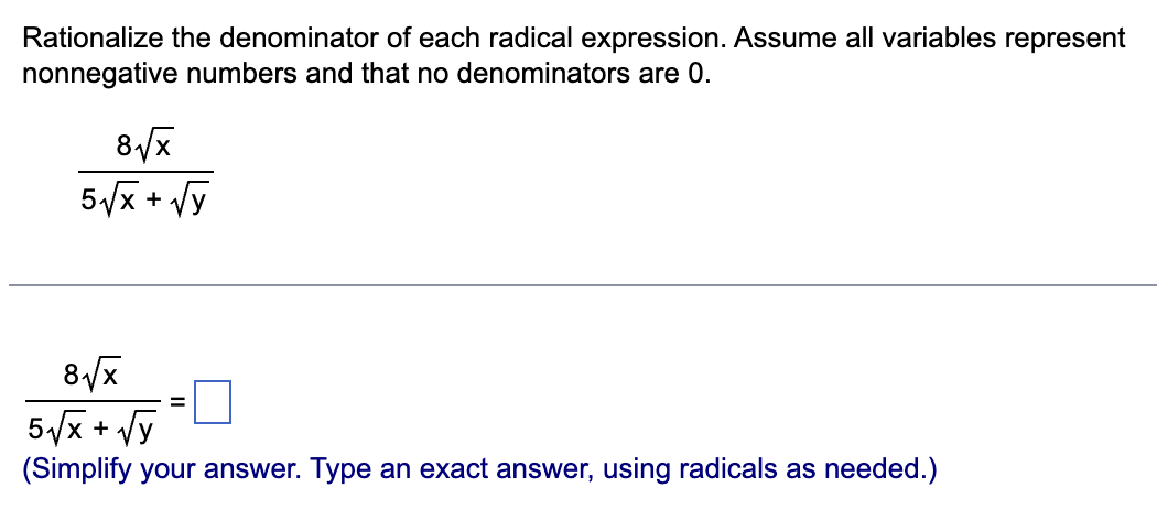 Solved Rationalize the denominator of each radical | Chegg.com
