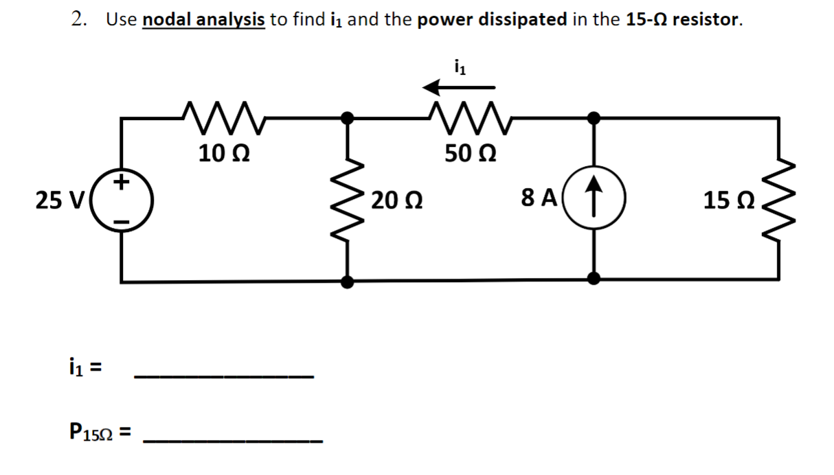 Solved Use nodal analysis to find i1 ﻿and the power | Chegg.com