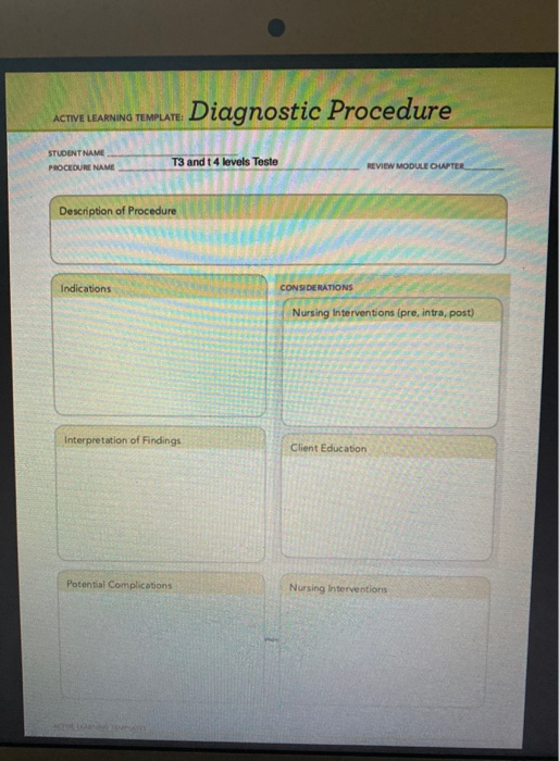 Solved ACTIVE LEARNING TEMPLATE Diagnostic Procedure STUDENT | Chegg.com