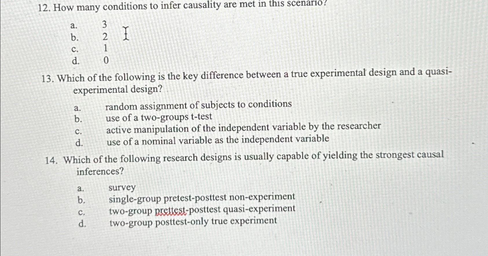 Solved How many conditions to infer causality are met in | Chegg.com