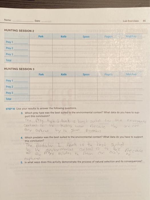EXERCISE 2 NATURAL SELECTION ACTIVITY Work in a small | Chegg.com