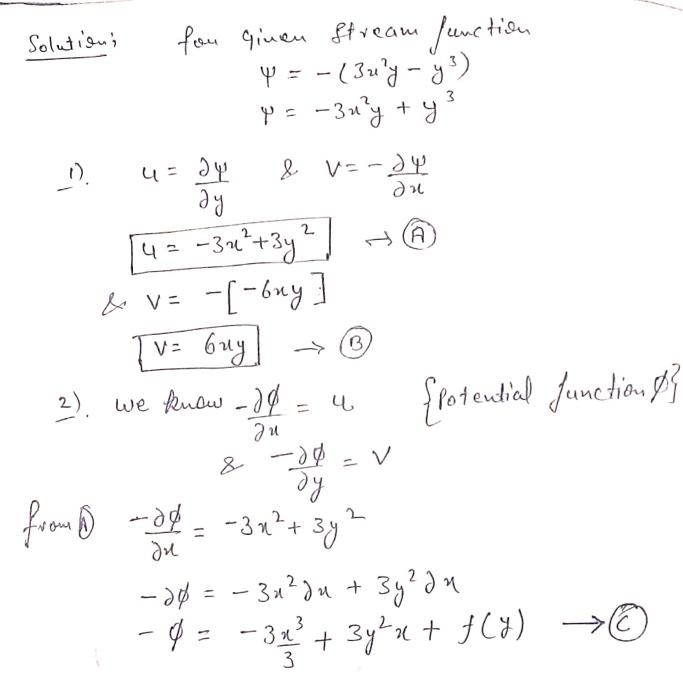 Solved Example: Consider the stream function Ψ=−(3x2y−y3) | Chegg.com