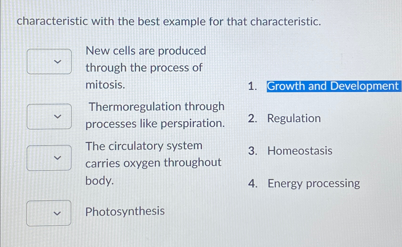 Solved characteristic with the best example for that | Chegg.com
