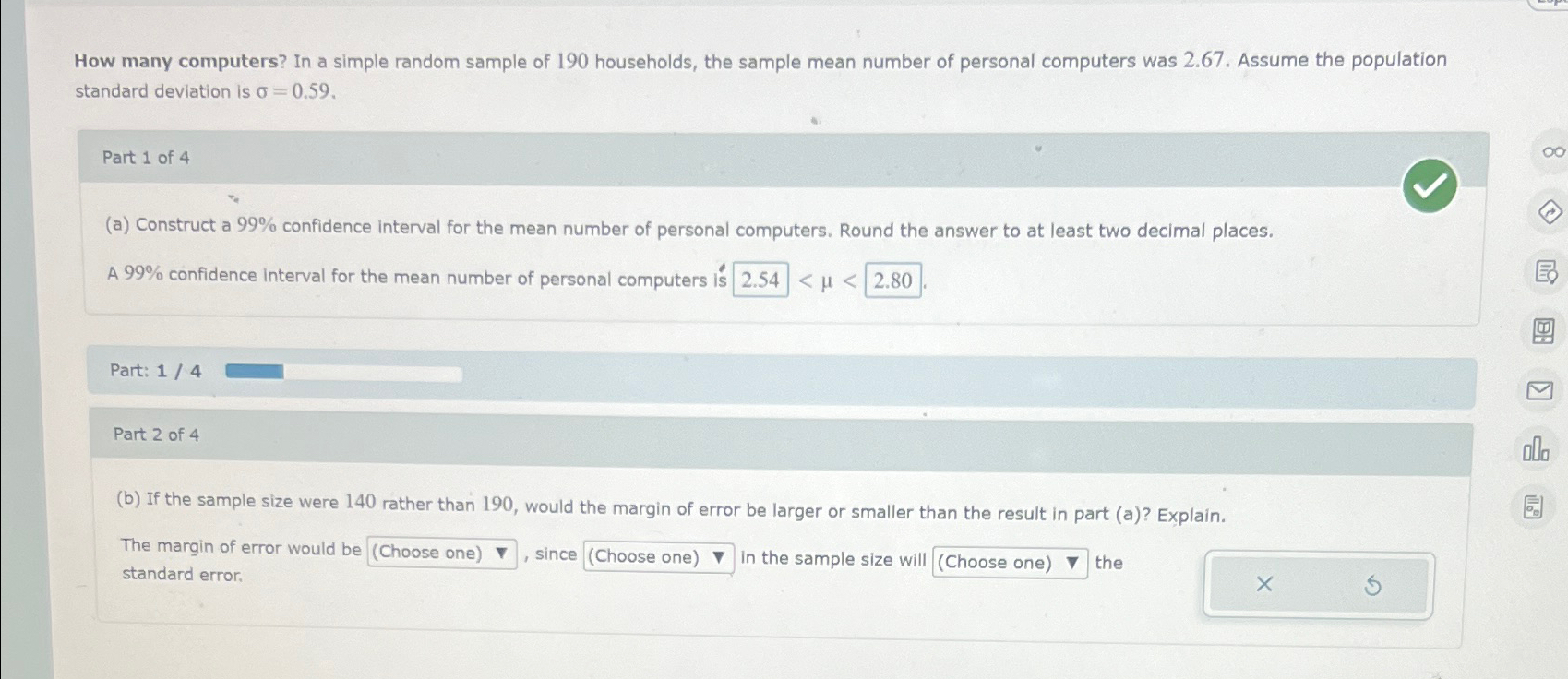 Solved How many computers? In a simple random sample of 190 | Chegg.com