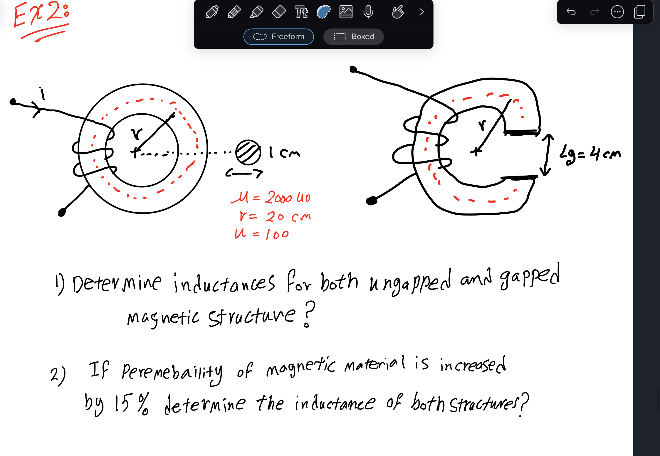 Solved EX2:↪1cmμ=200040r=20cmu=100Determine inductances for | Chegg.com