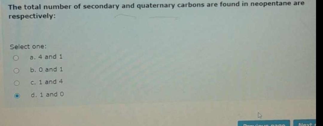 Solved The total number of secondary and quaternary carbons | Chegg.com