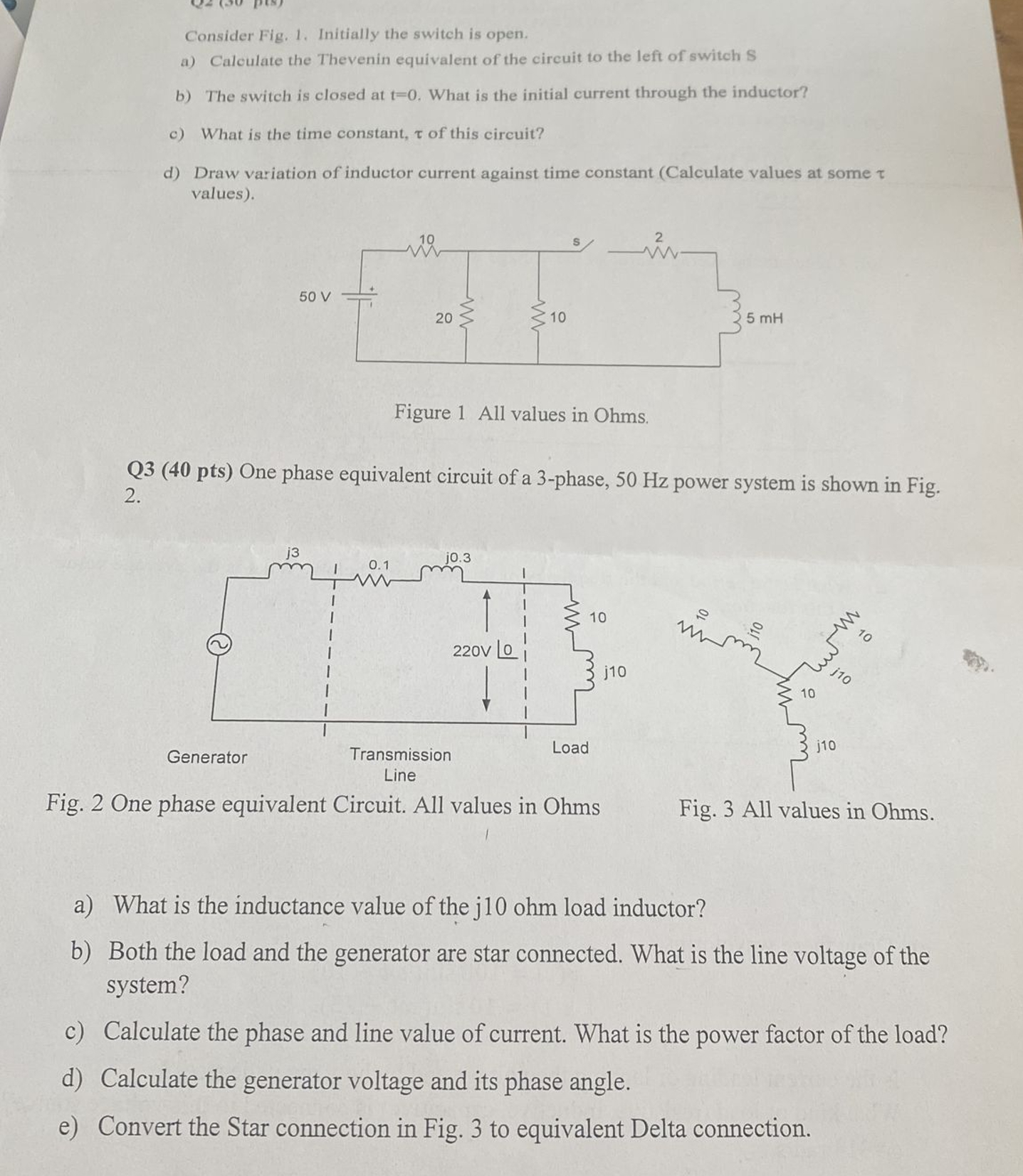 Solved Consider Fig. 1. ﻿Initially the switch is open.a) | Chegg.com