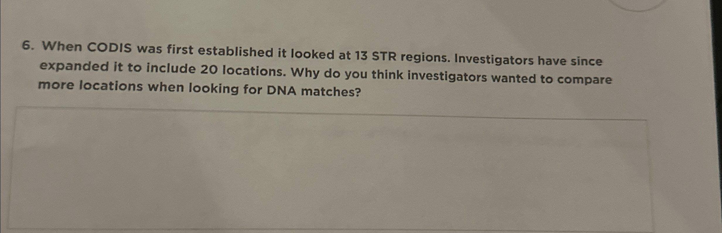 Solved When CODIS was first established it looked at 13 ﻿STR | Chegg.com