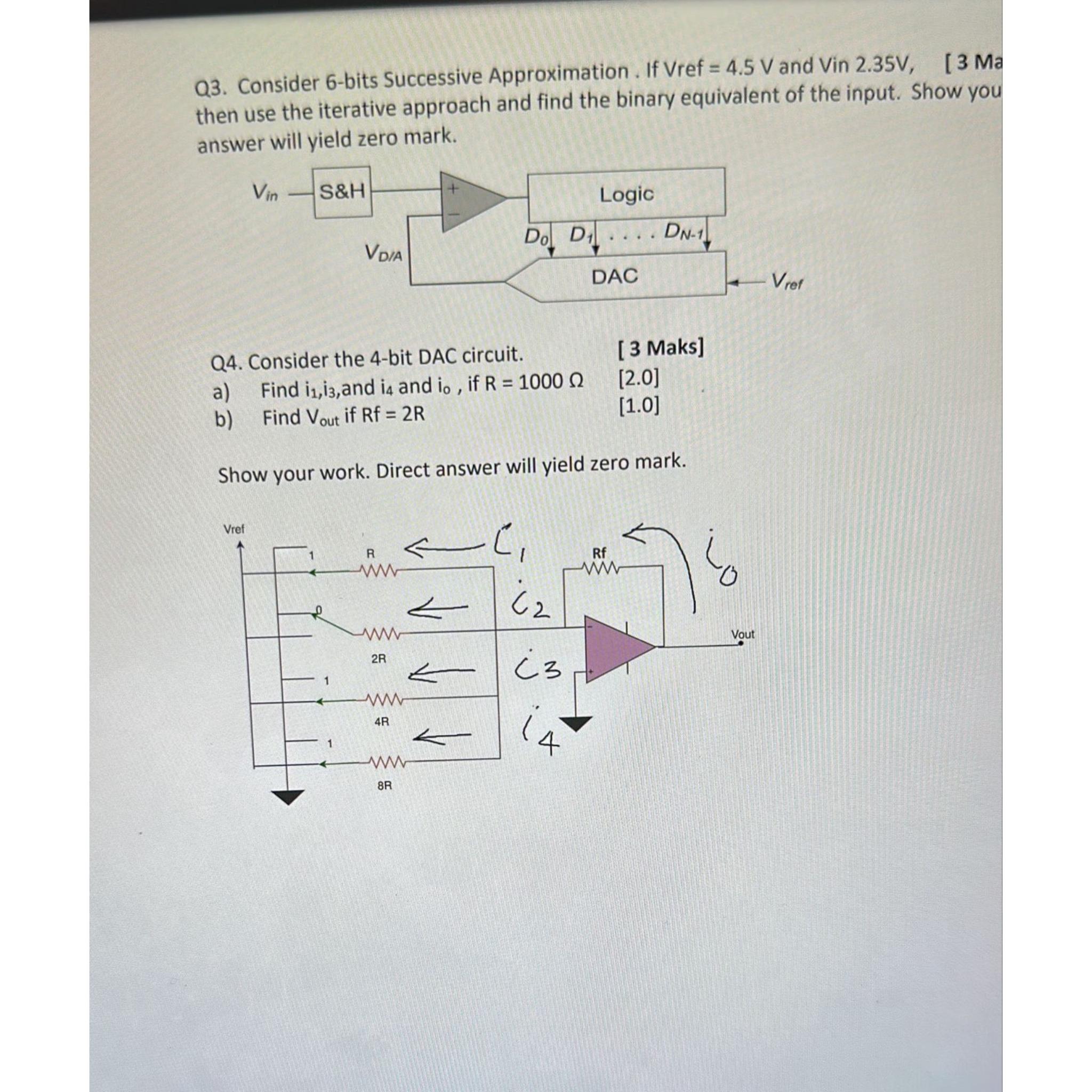 Solved Q3. ﻿Consider 6-bits Successive Approximation. If | Chegg.com