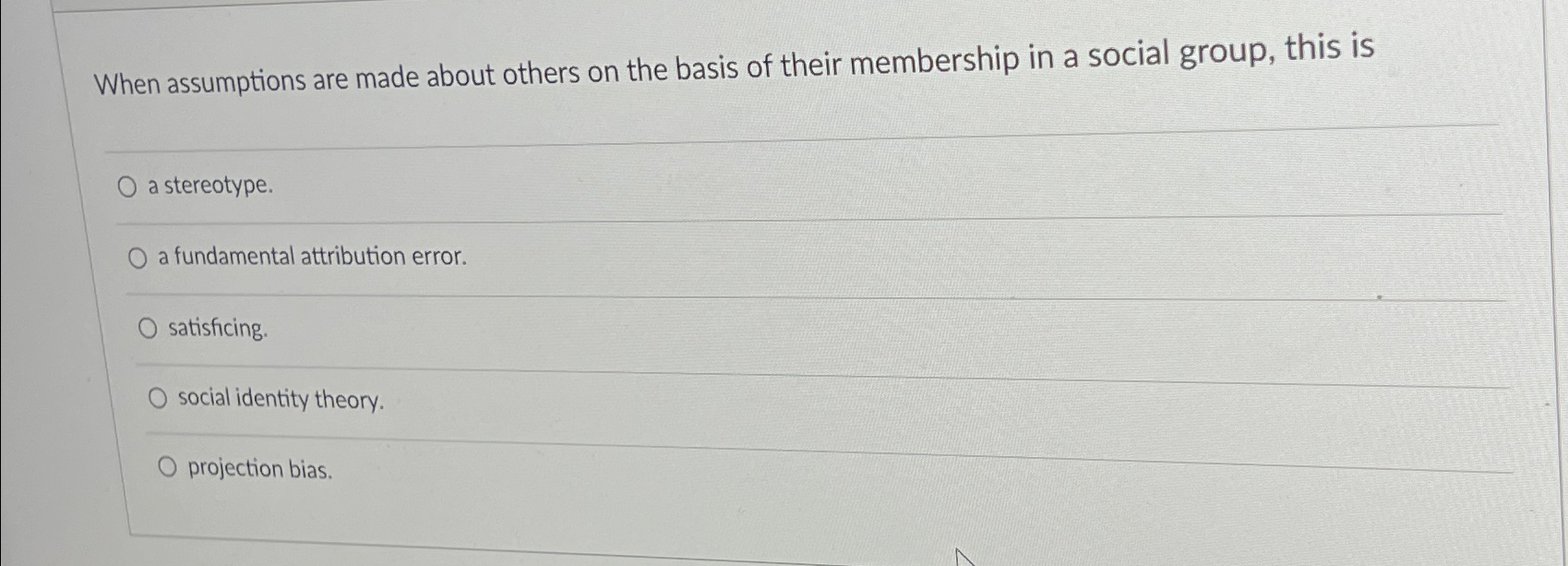 Solved When assumptions are made about others on the basis | Chegg.com
