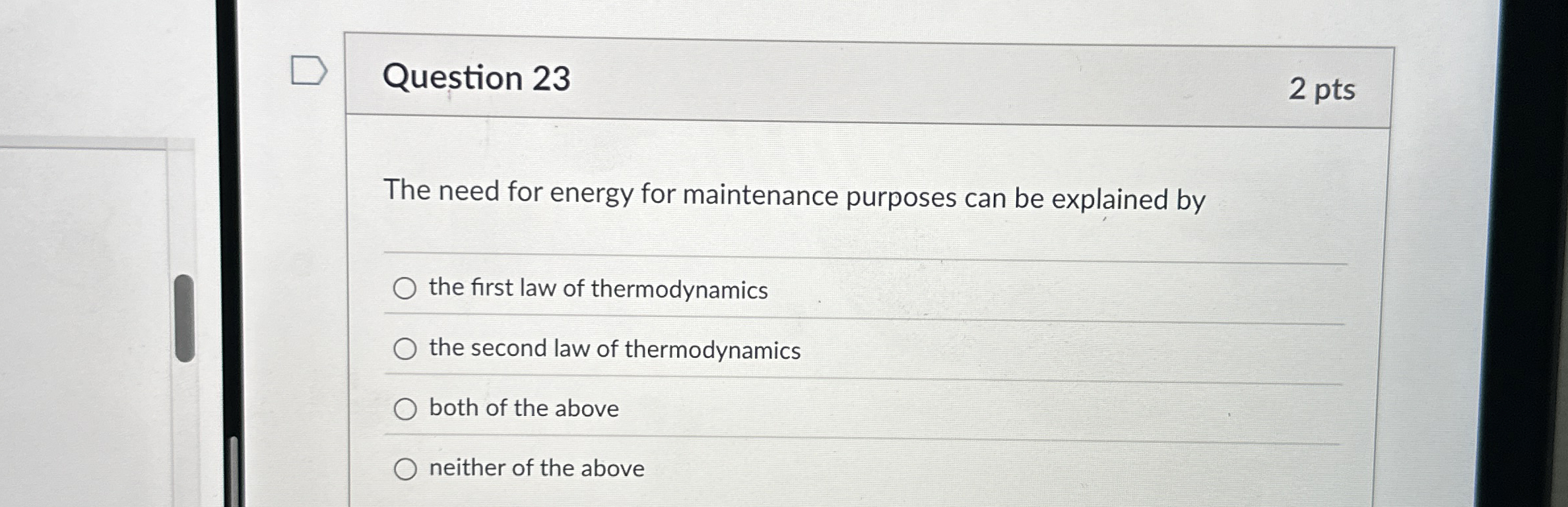 Solved Question 232 ﻿ptsThe need for energy for maintenance | Chegg.com