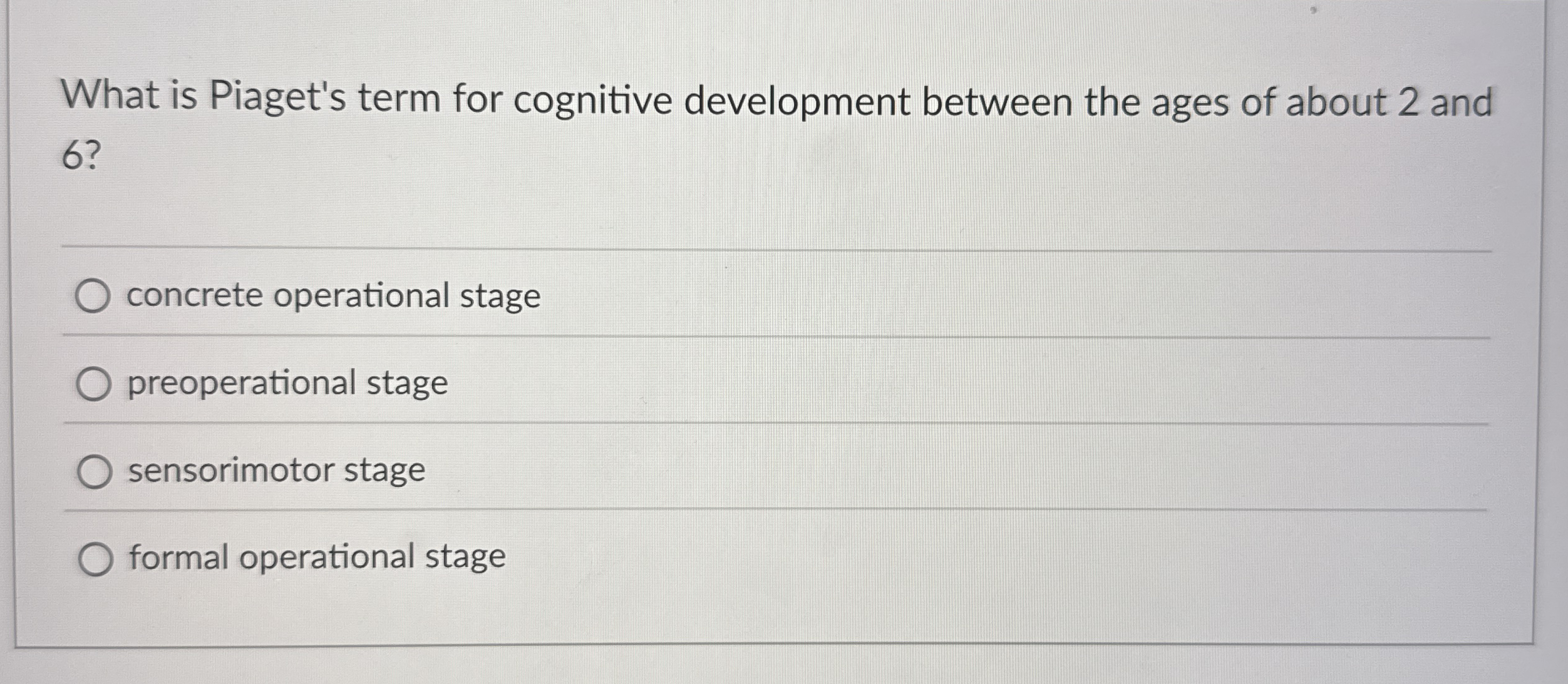 Solved What is Piaget's term for cognitive development | Chegg.com
