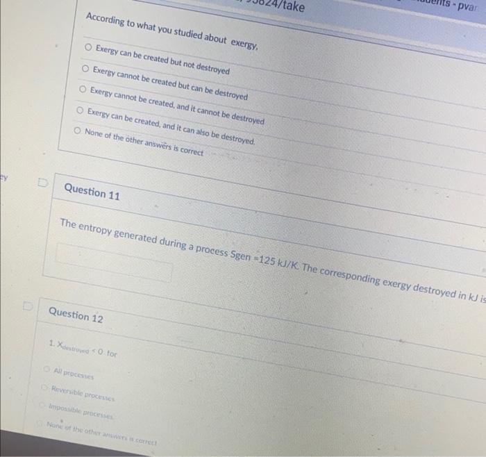 Solved According to what you studied about exergy, Exergy | Chegg.com