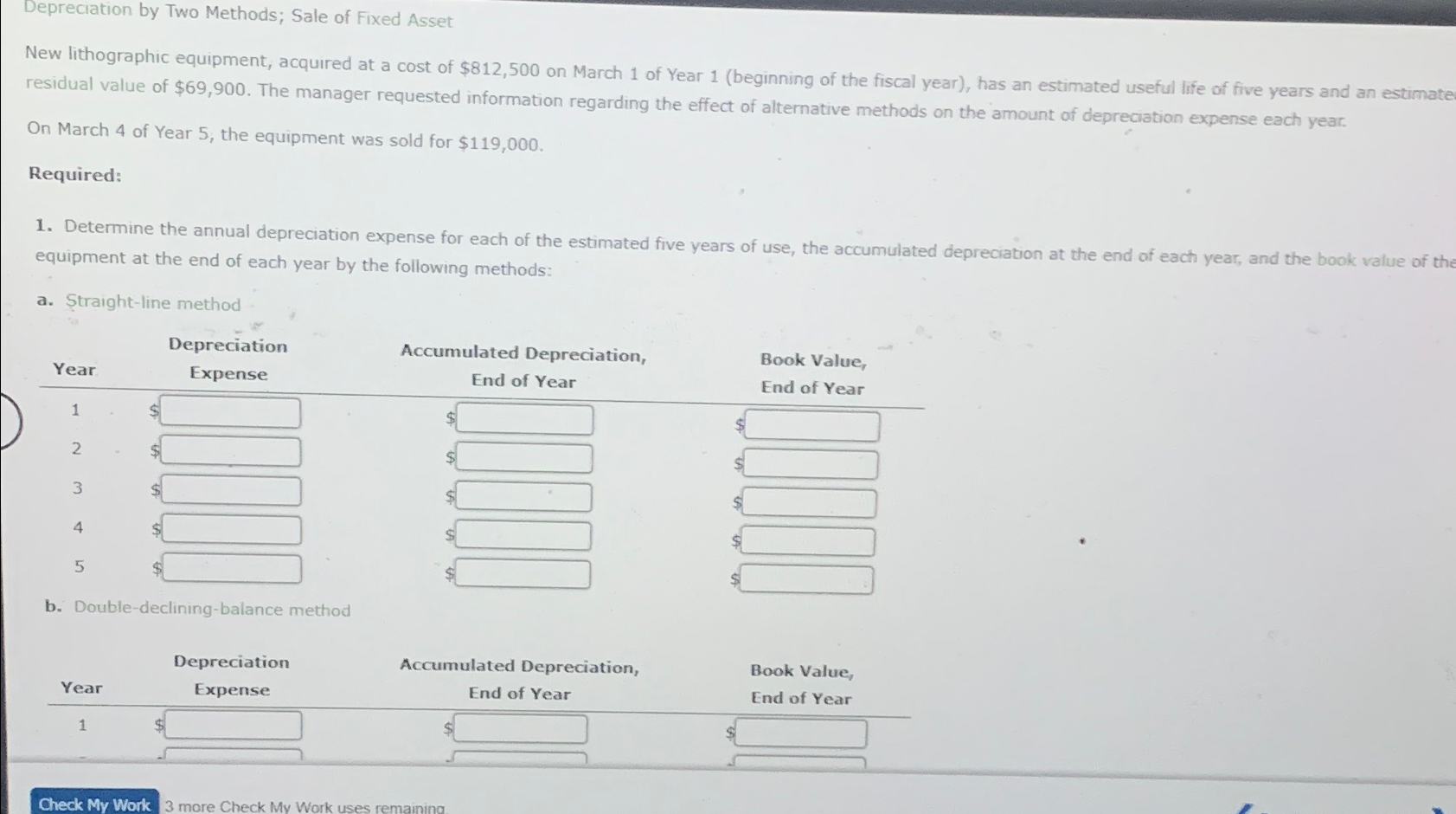 Solved Depreciation by Two Methods; Sale of Fixed AssetNew | Chegg.com
