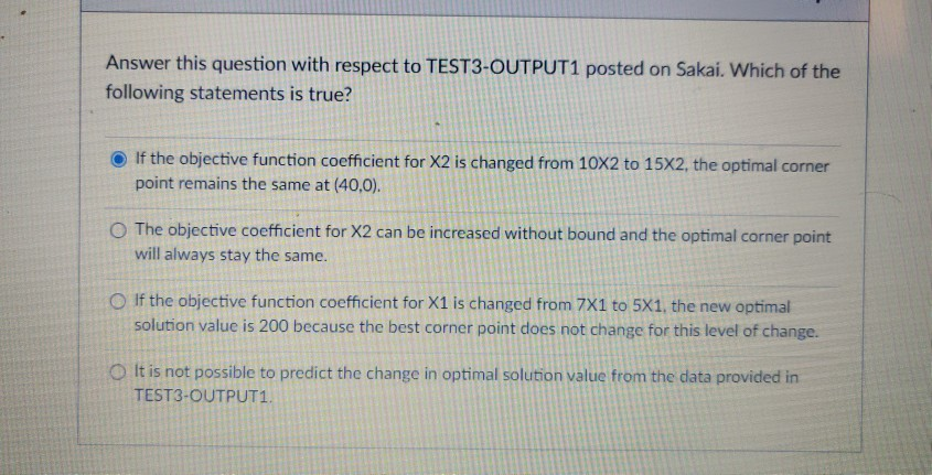 This Output Describes A Two Variable Linear Program 