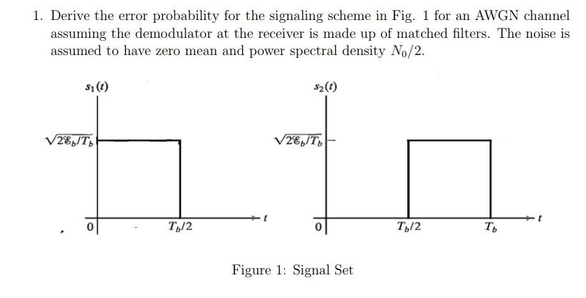 Solved 1. Derive the error probability for the signaling | Chegg.com