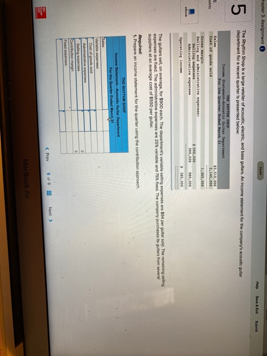 Solved hapter 3: Assignment Help Save & Exit Submit 5 The | Chegg.com